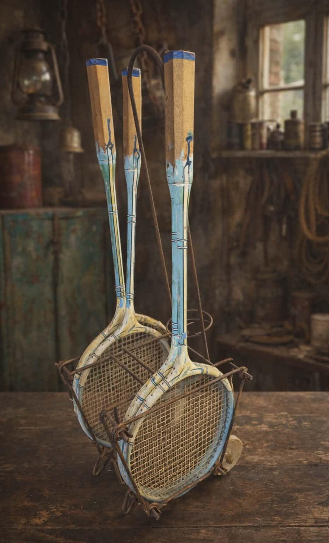 1960s Vintage Tennis Racket Caddy With Fiberglass Rackets | Mid-century ...
