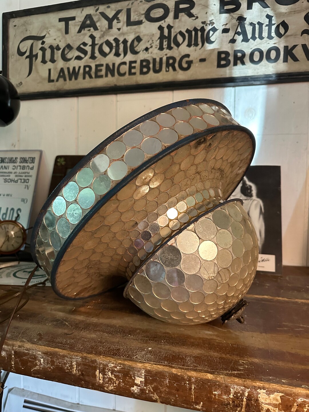 Vintage 1940s Motorized Mirrored Art Deco Period Light Fixture ...