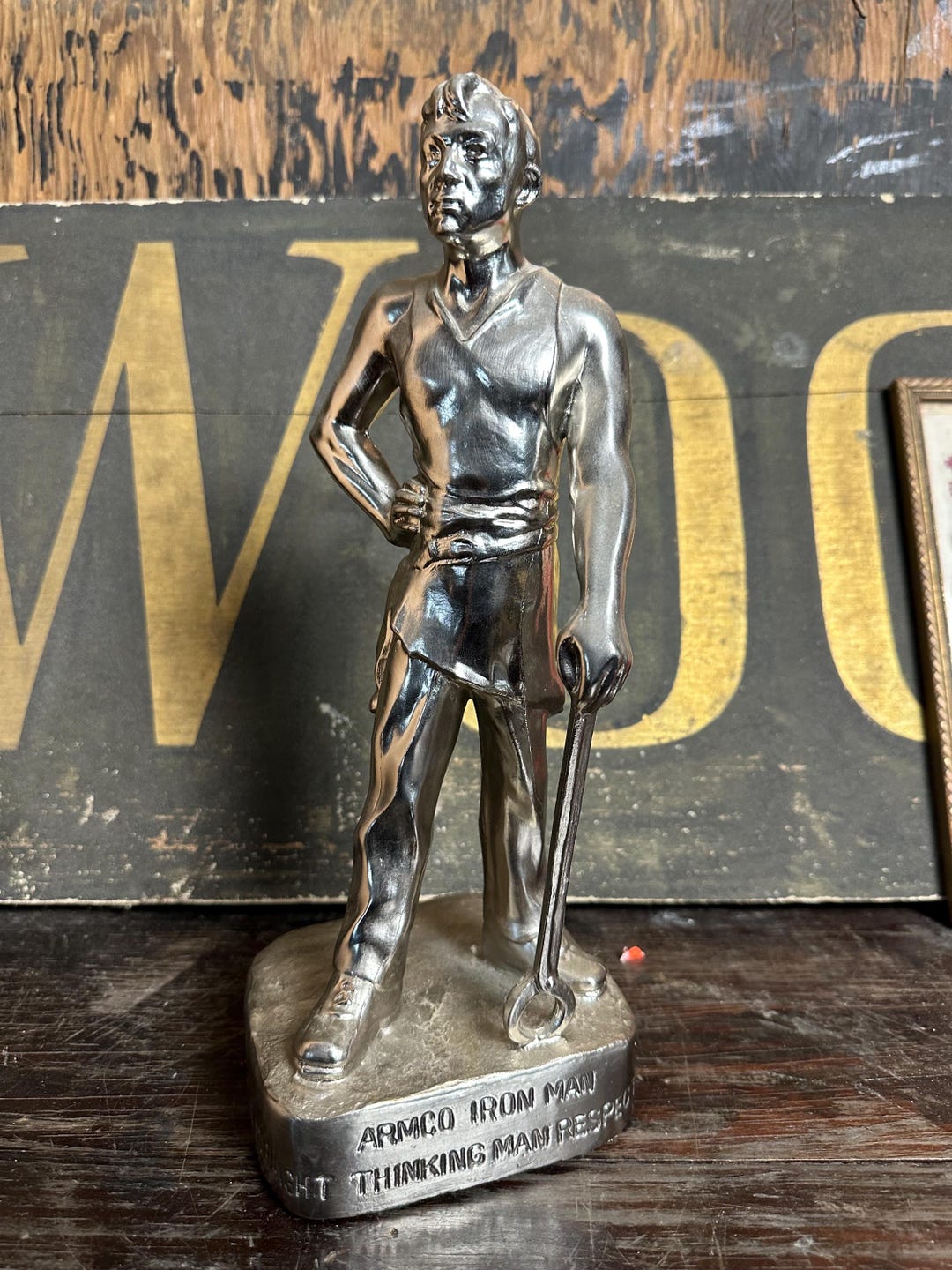 Rare Armco Steel Metal Man Union Work Wear Advertising Middletown Ohio ...