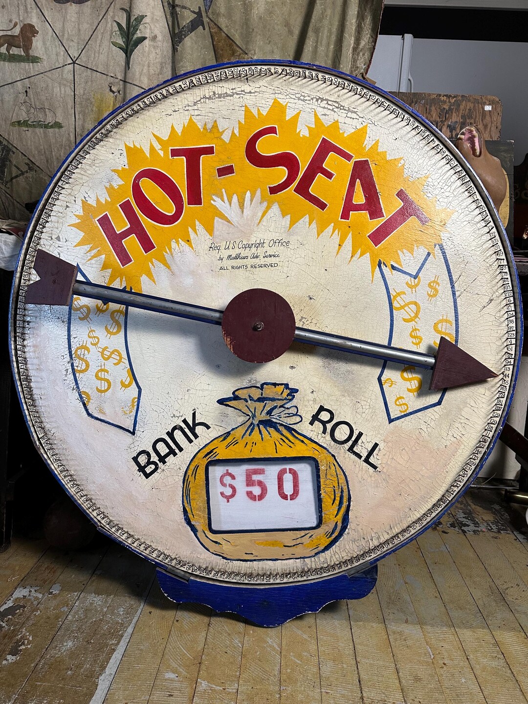 VTG 1940s Antique Carnival Gambling Wheel Roulette Folk Art Game Circus ...