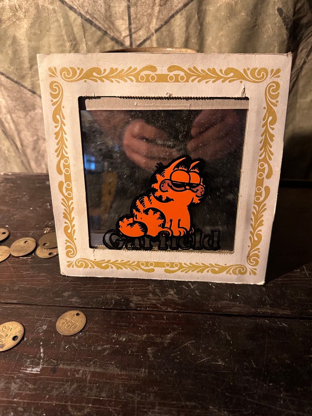 Vintage Garfield the Cat Glass Mirror Picture Carnival Prize 6 X 6 - Etsy