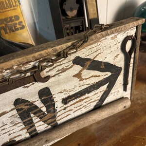 1800s Hardware Collage Shop Sign Open Wood Folk Art Tools Black and ...