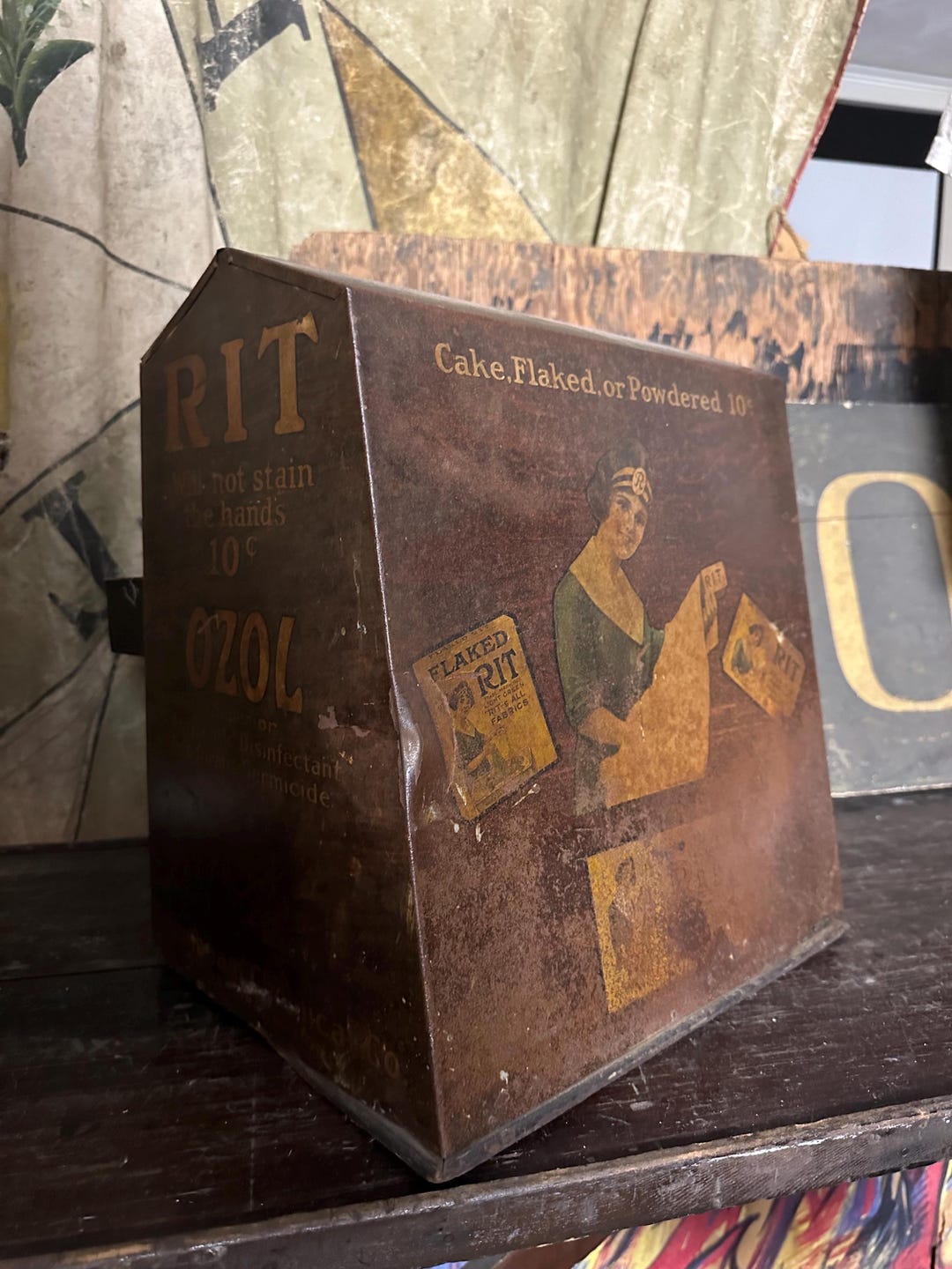 VTG 1920s RIT Dye 6 Drawer Metal Store Display Cabinet Rare Apothecary ...