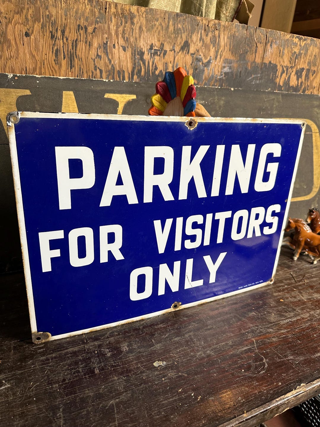 1940s Visitor Parking Sign Porcelain Advertising Bar Cafe Garage Hotel ...