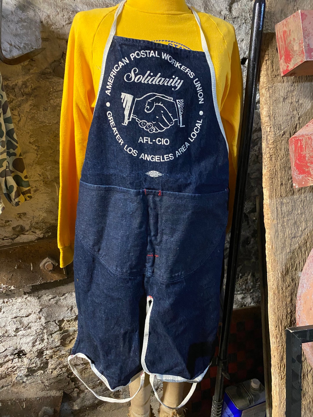 1960s Indigo Denim Apron American Postal Workers Union Made VTG ...