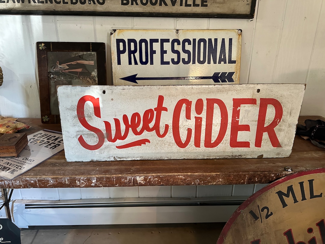 1940s Cider Orchard Folk Art Advertising Sign Trade Farmhouse Bar Cafe ...