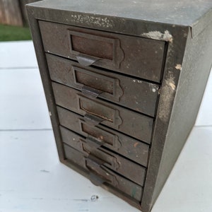 Antique Watchmakers Cabinet Metal Apothecary Industrial Multi Drawer ...