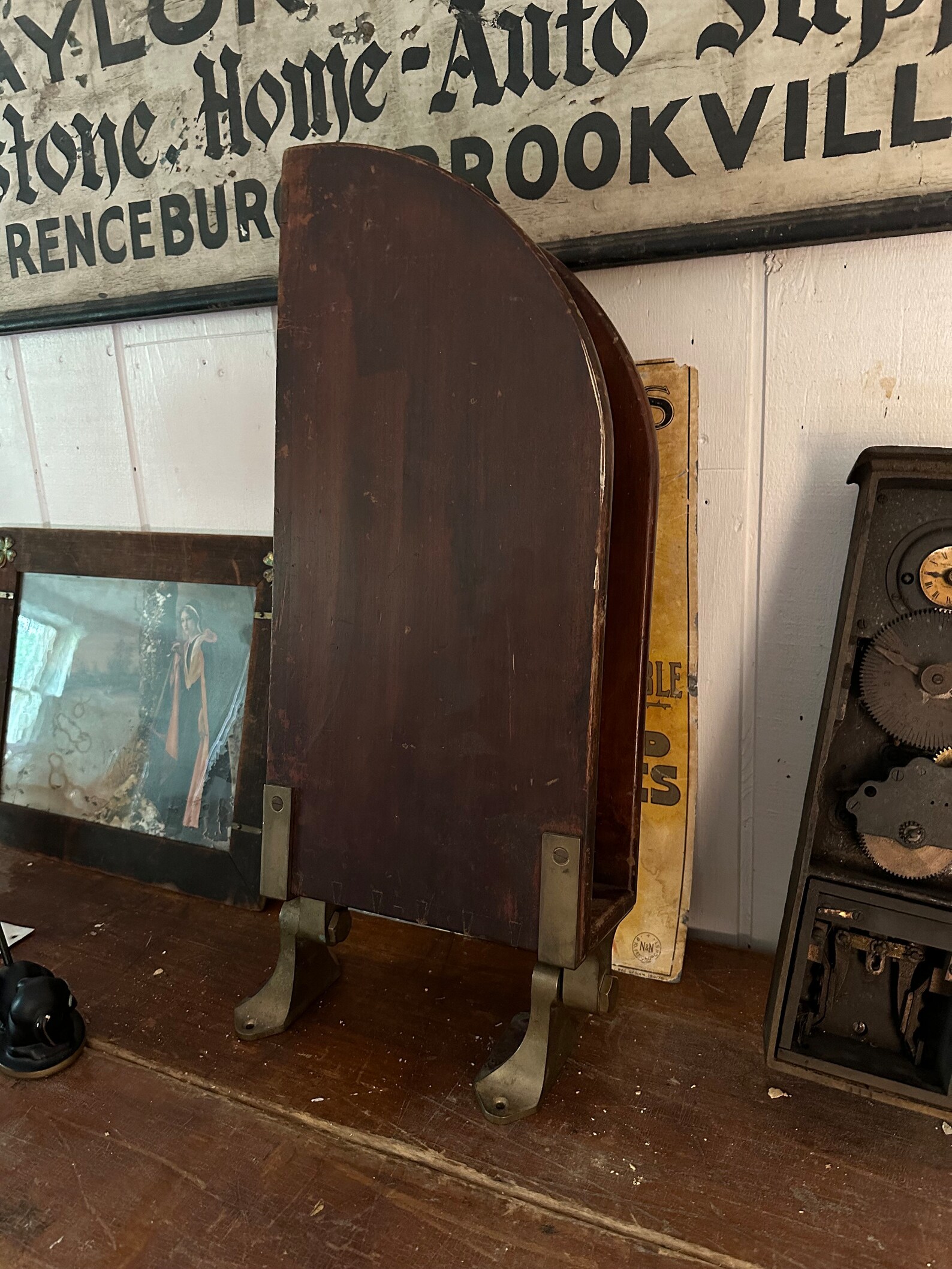 1890s Swing Out Industrial Brass Drafting Table Ledger Shelf Arm Office ...