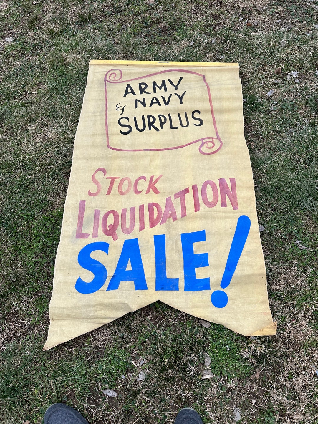 1930s Military Surplus Store Display Sign Banner Union Made Army Navy ...