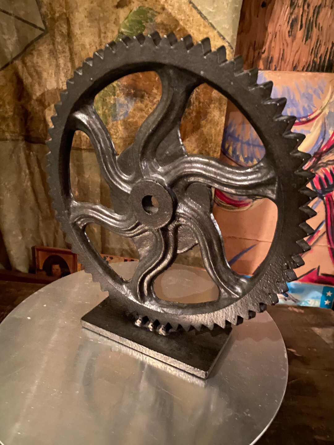 1950s Cast Iron Gear Doorstop Folk Art Halloween Decoration Primitive ...