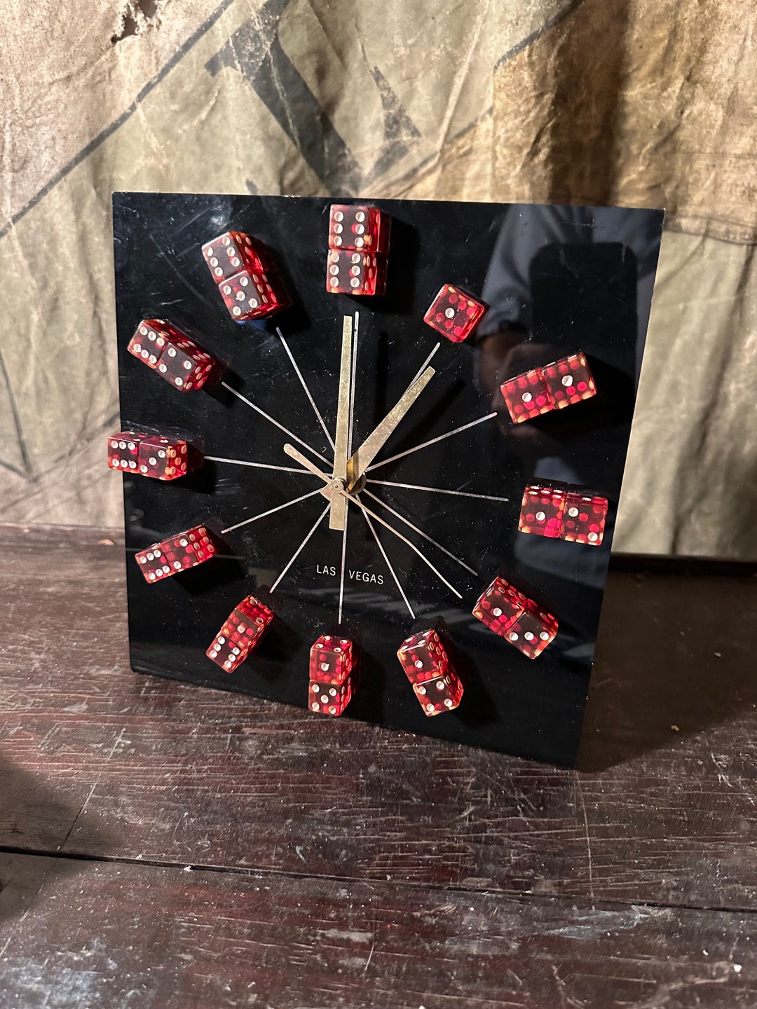 Vintage Las Vegas Dice Tabletop Clock Gambling MCM Modernism Gift ...