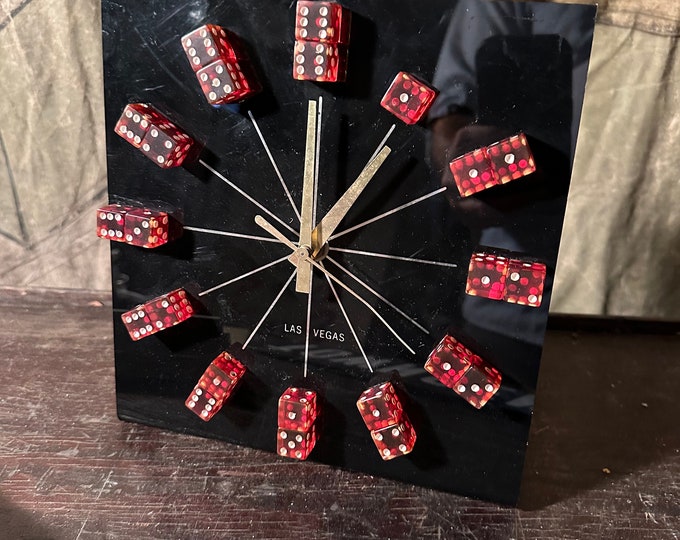 Vintage Las Vegas Dice Tabletop Clock Gambling MCM Modernism Gift ...