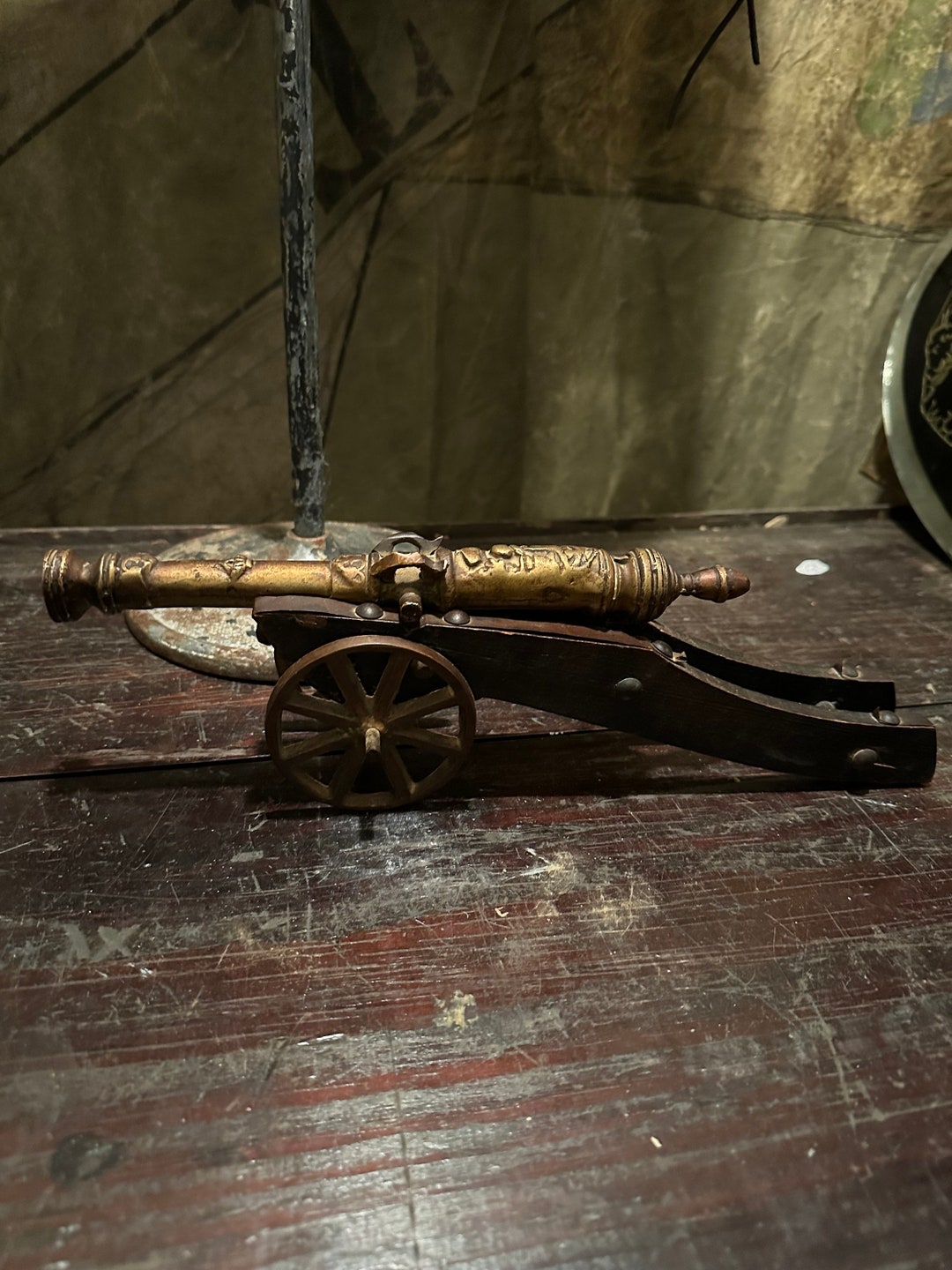 1900s Antique Solid Brass Mini Cannon Civil War Toy Kid Fuse Victorian ...