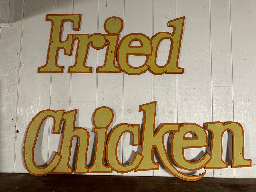 1960s Fried Chicken Sign Advertising KFC Folk Art Country Kitchen Bar ...