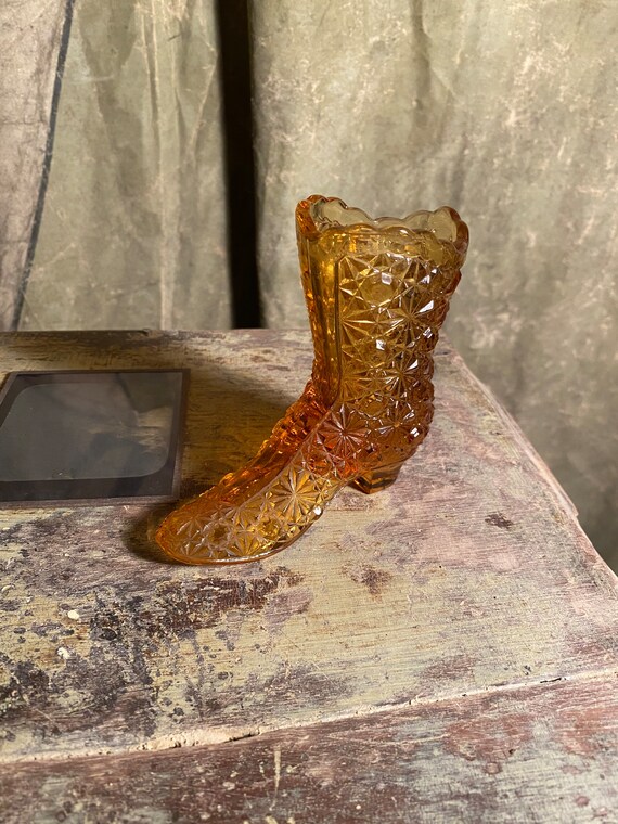 Antique Glass Boot Shape Monogram Unique Cowboy Western Ash - Etsy