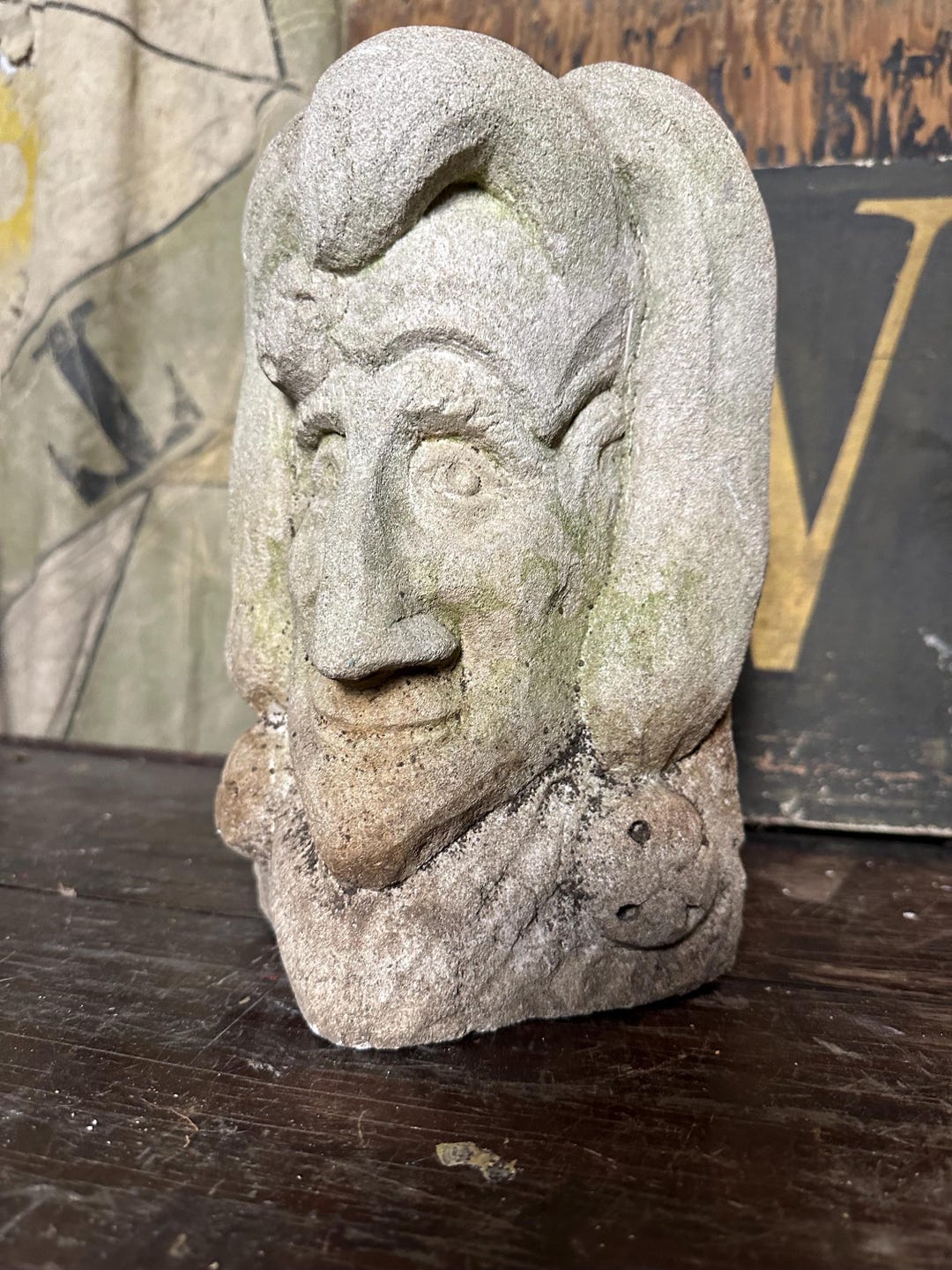 Jester Head Figure Folk Art Farm Vintage Statue Amusement Park Carnival ...