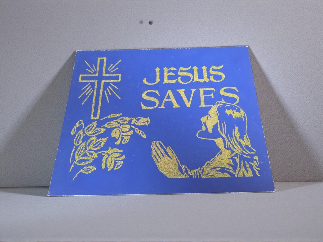VTG 1950s 60s Glitter Motto Sign 'jesus Saves' Home Decor Seasonal ...