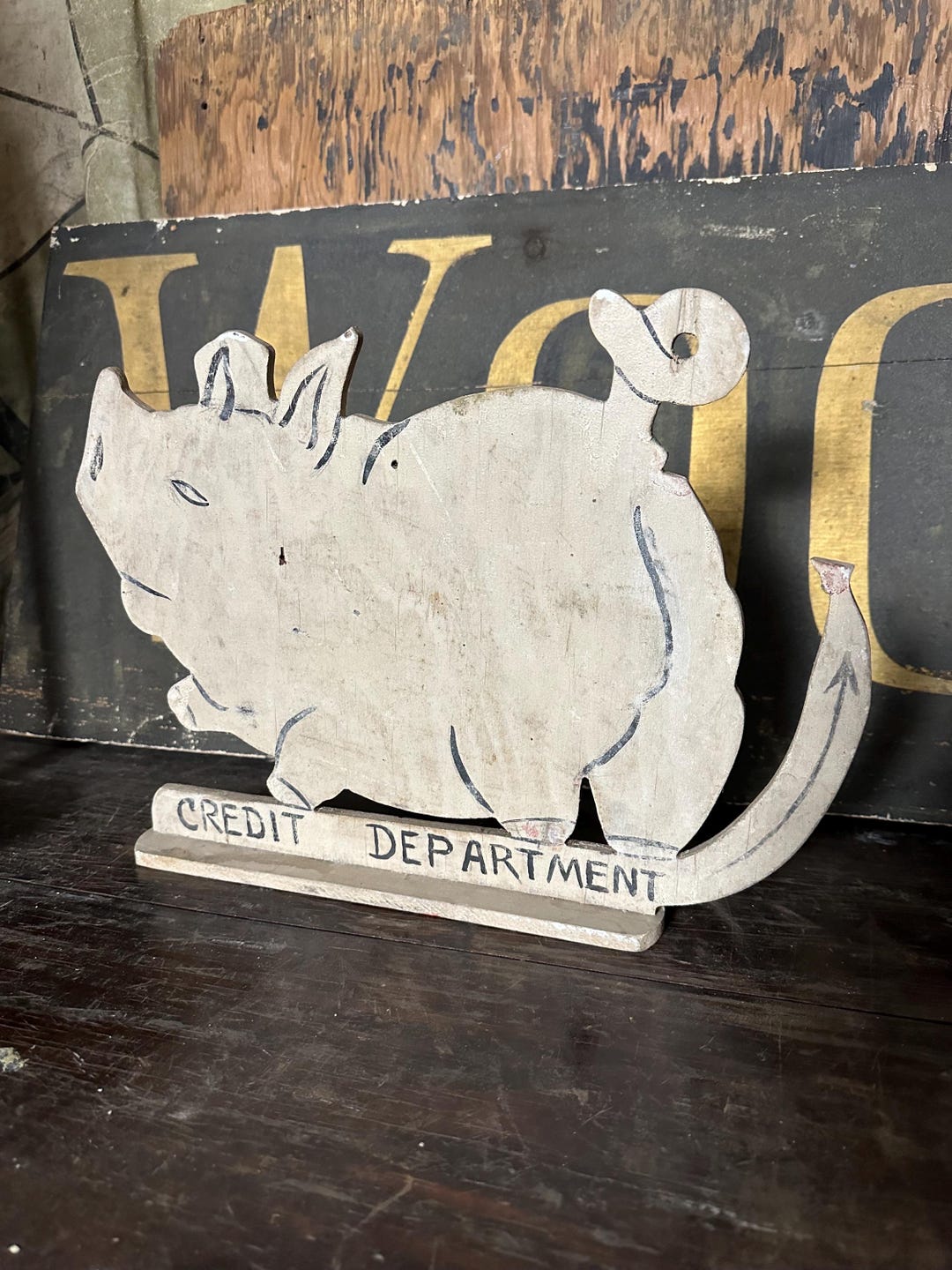 Antique Folk Art Pig Sign Hog Butcher Shop Advertising Farmhouse ...
