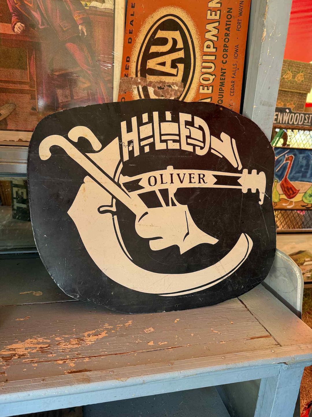 Vintage Oliver Chilled Plow Sign Farming Agriculture Folk Art Farmhouse ...