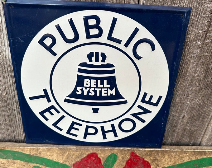 1950s Vintage Bell Systems Public Telephone Bar Cafe Sign Office Phone ...