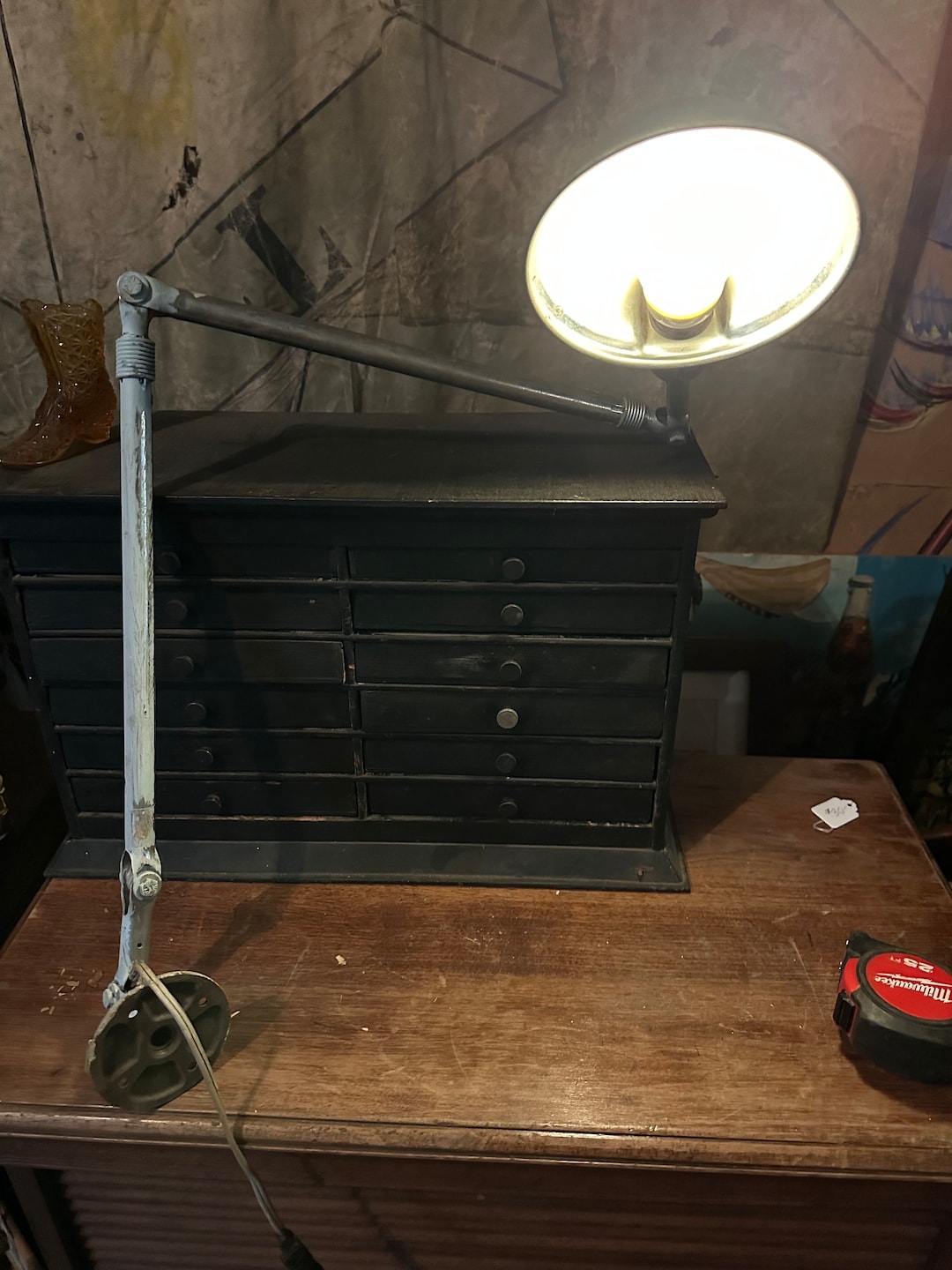 Antique Drafting Light Lamp Articulating Arm Desk Industrial Edon OC ...