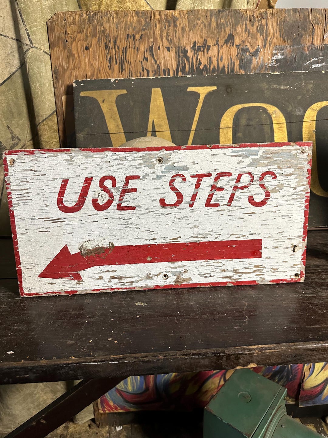 VTG Steps Sign Country Folk Art Trade Advertising Bar Restaurant Cafe ...