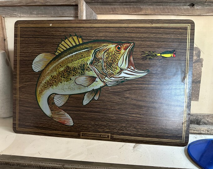 1970s Large Mouth Bass Sign Fishing Bait and Tackle Shop Advertising ...