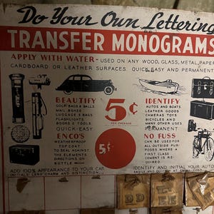 1940s Monogram Sign Garage Car Boat Bicycle Advertising Ford Chevy ...