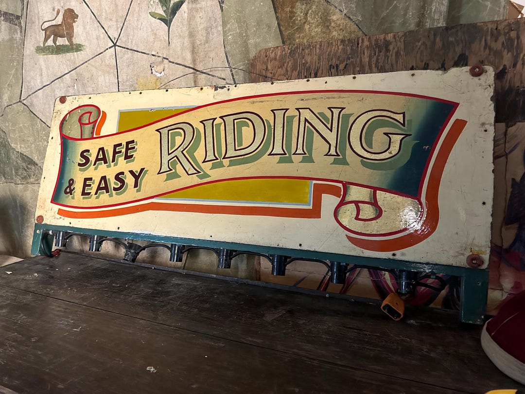 VTG 1950s Pony Ride Circus Clown Oddity Sign Spooky Carnival Amusement ...