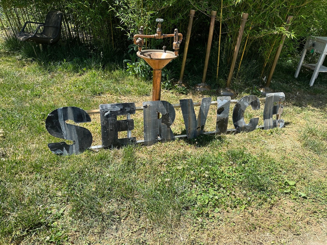 Rare 1950s Service Sign Folk Art Advertising Farmhouse Gas Oil Bar ...