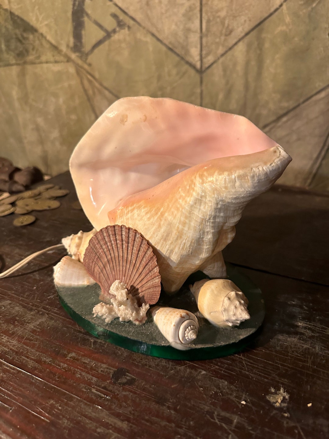 VTG 1920s Art Nouveau Nautilus Seashell Sea Shell Figure Desk Lamp ...