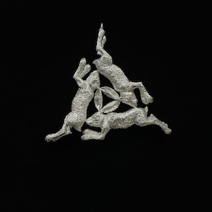 Triple Hare Necklace, Leaping Hares Pendant, Wearable Sculpture Animal ...