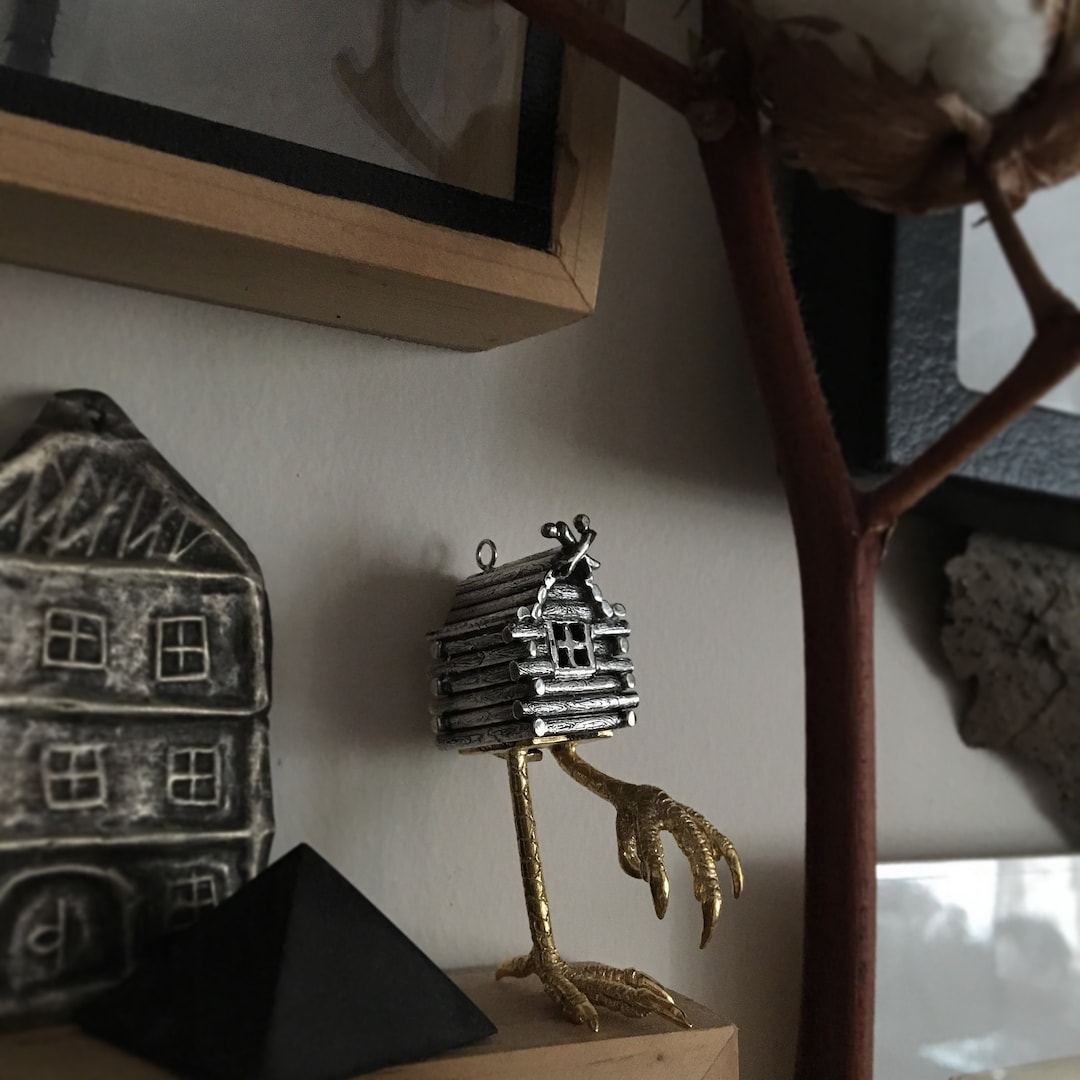 Baba Yaga's Hut Pendant in Sterling Silver and Gold-toned Brass ...