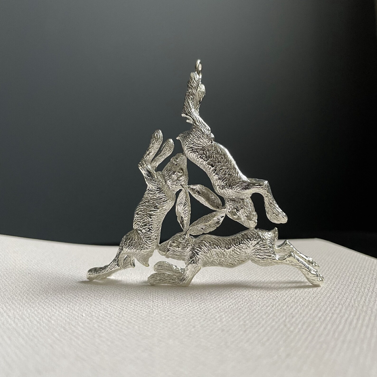 Triple Hare Necklace Leaping Hares Pendant Wearable - Etsy