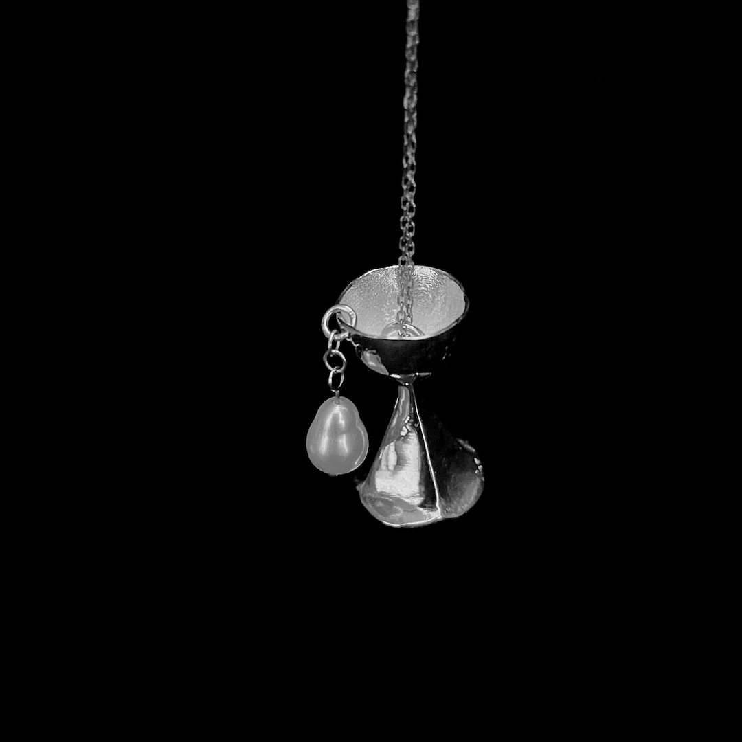 Goblet With Baroque Pearl Drop Pendant, Sterling Silver Chalice Necklace, Medieval Pendant ...
