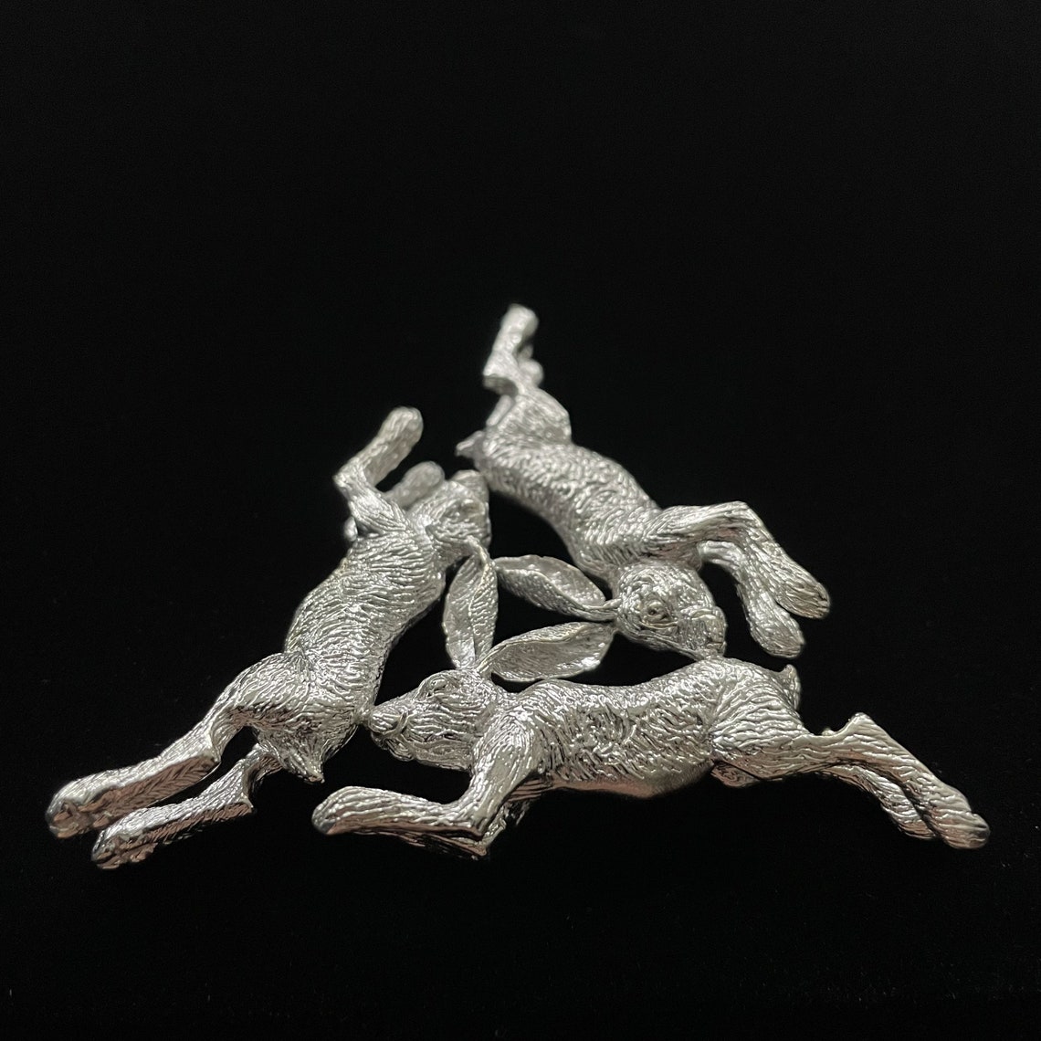 Triple Hare Necklace Leaping Hares Pendant Wearable - Etsy