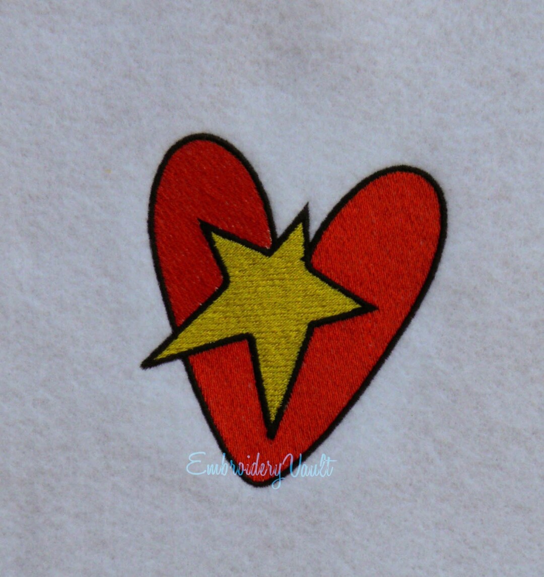 Country Heart With Star Embroidery Design, Multiple Formats - Etsy