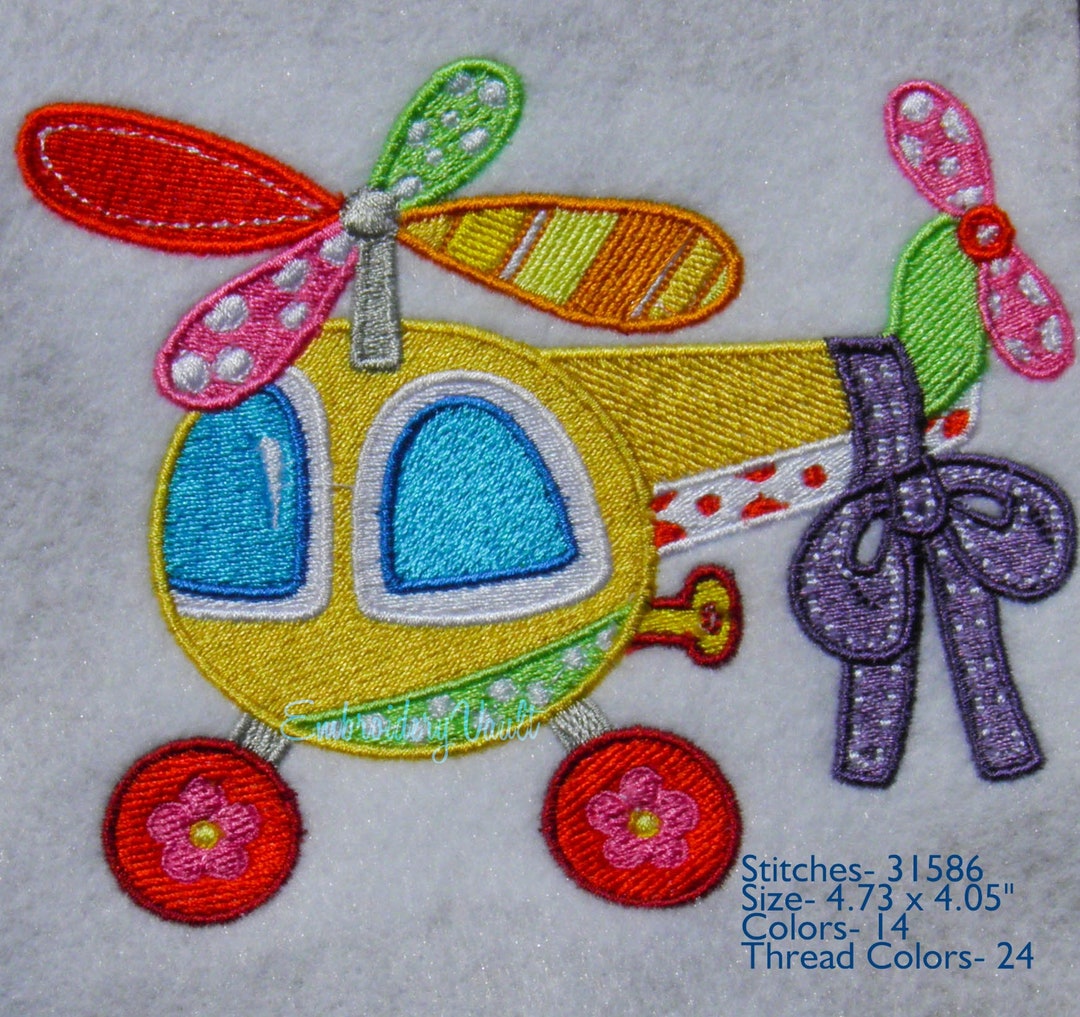 Patchy Toy Helicopter Embroidery Design, Multiple Formtas - Etsy