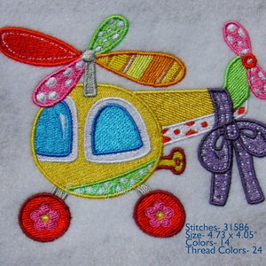 Patchy Toy Helicopter Embroidery Design, Multiple Formtas - Etsy