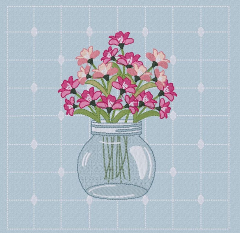 Window Flower Jar 3 Embroidery Design, Multiple Formats, Pillow ...