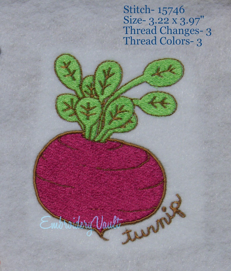 Root Vegetable, Turnip Embroidery Design, Multiple Formats, Kitchen - Etsy