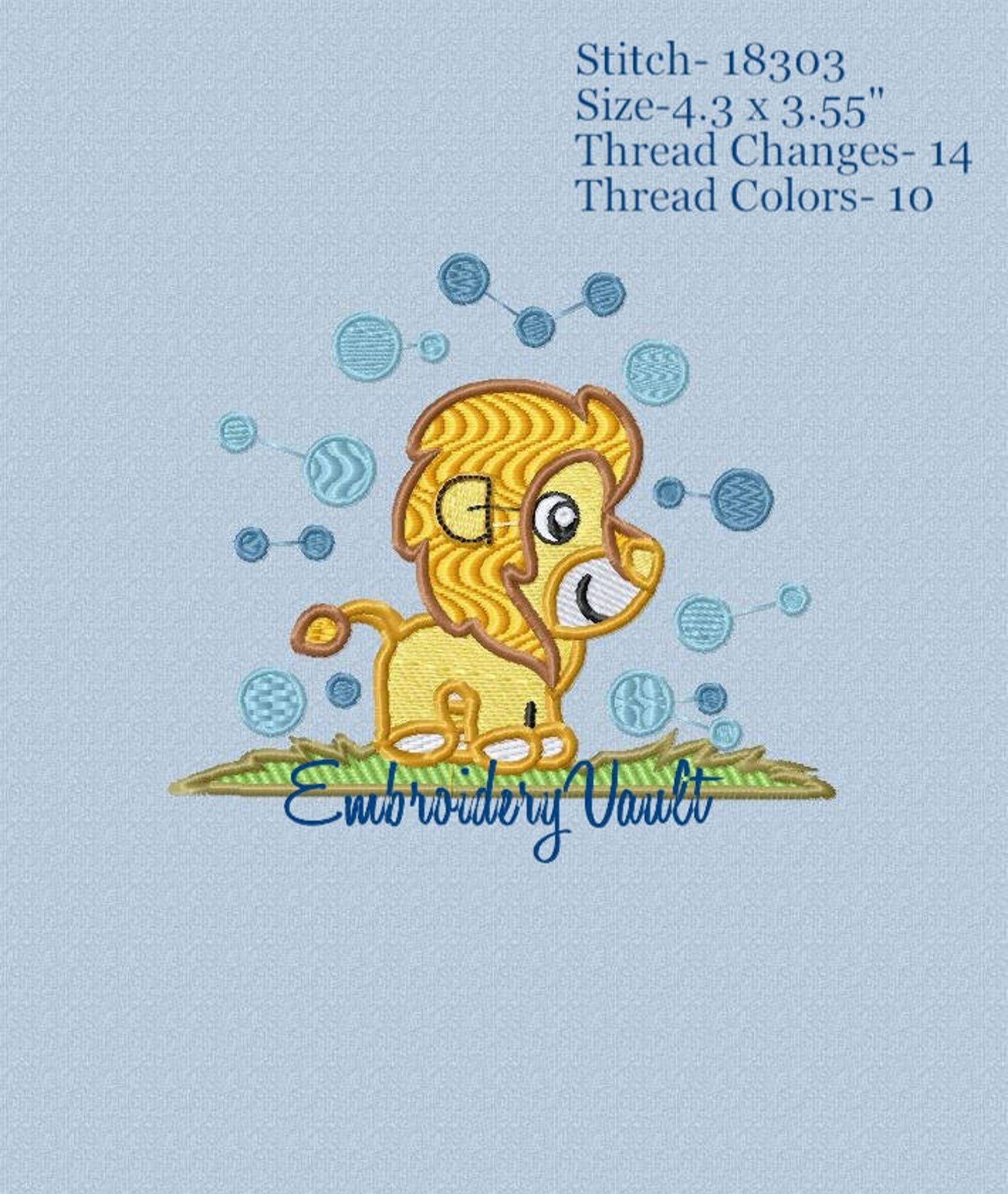 Baby Lion Embroidery Design, Multiple Formats - Etsy