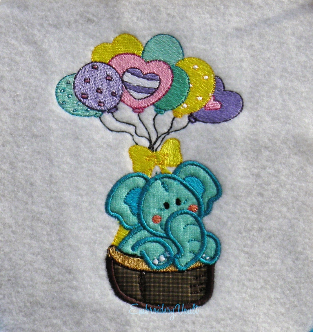 Sky Baby Elephant Patch Embroidery Design, Multiple Formats, Baby ...