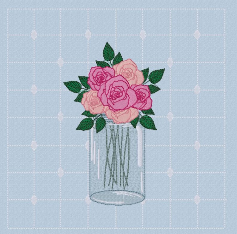 Window Flower Jar 5 Embroidery Design, Multiple Formats, Pillow ...