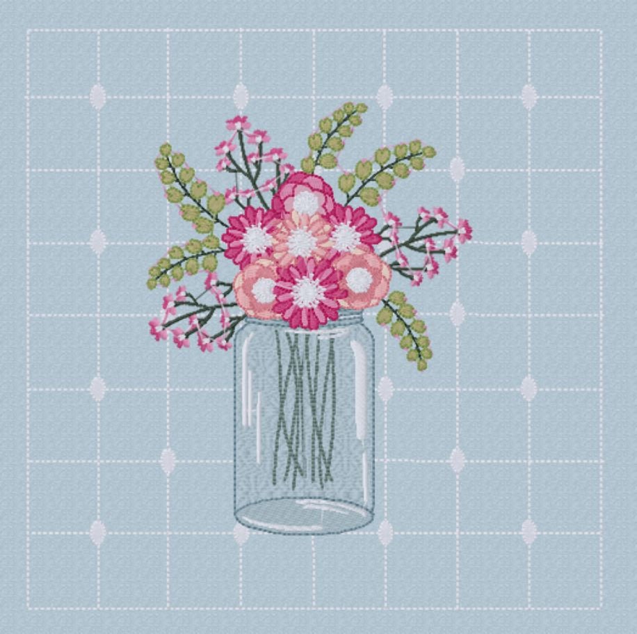 Window Flower Jar 2 Embroidery Design, Multiple Formats, Pillow ...