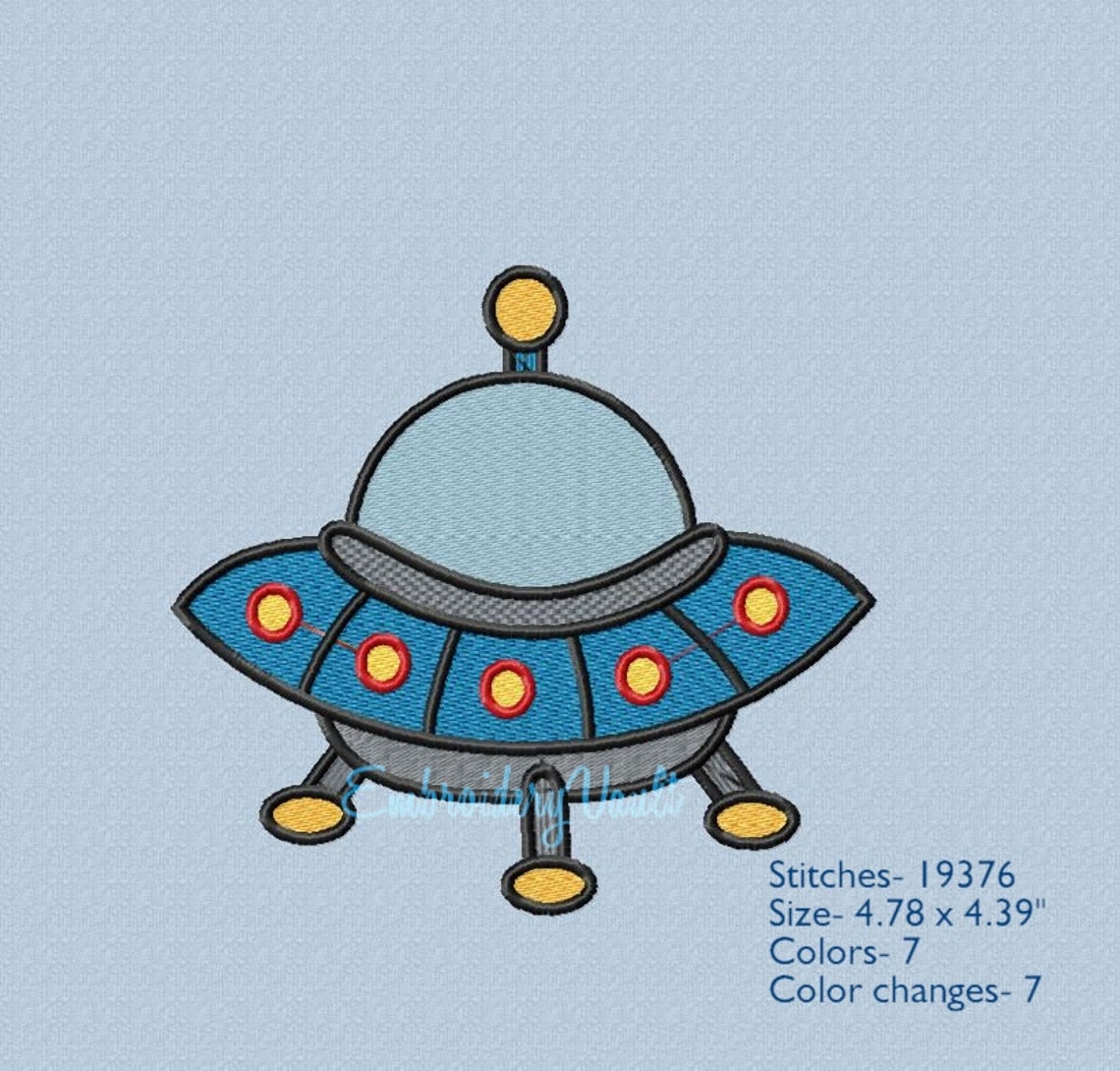 Alien Spaceship 3 Embroidery Design. Multiple Formats - Etsy