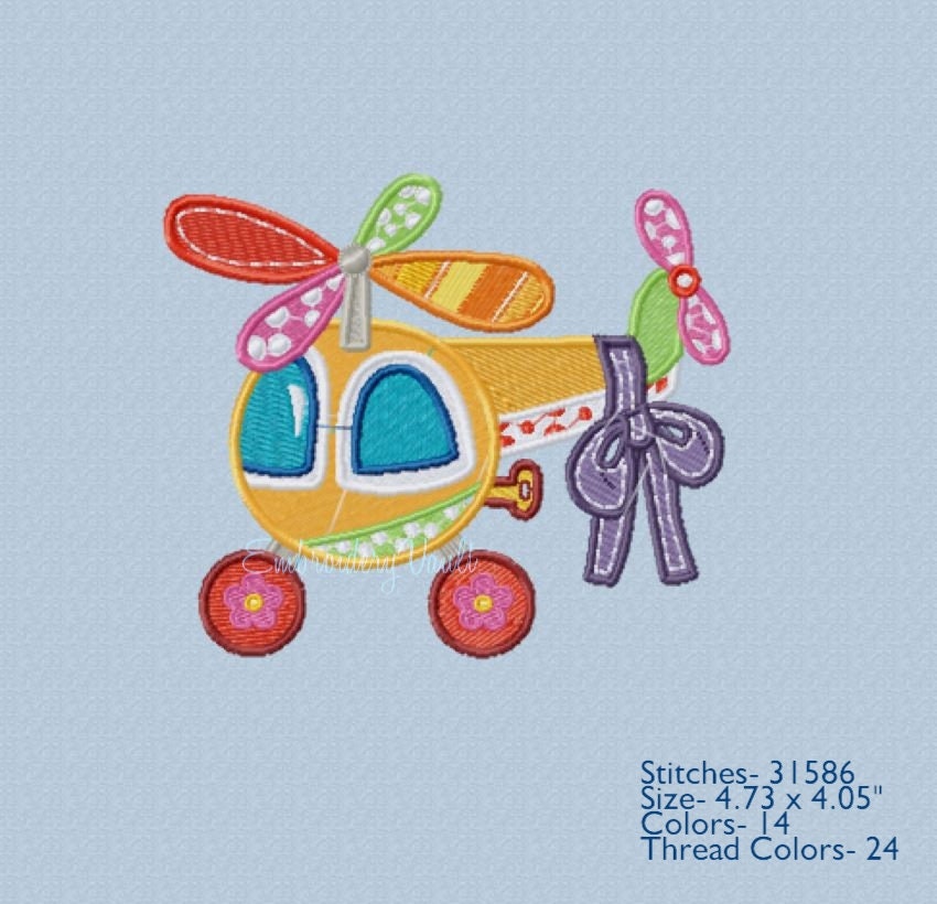 Patchy Toy Helicopter Embroidery Design, Multiple Formtas - Etsy