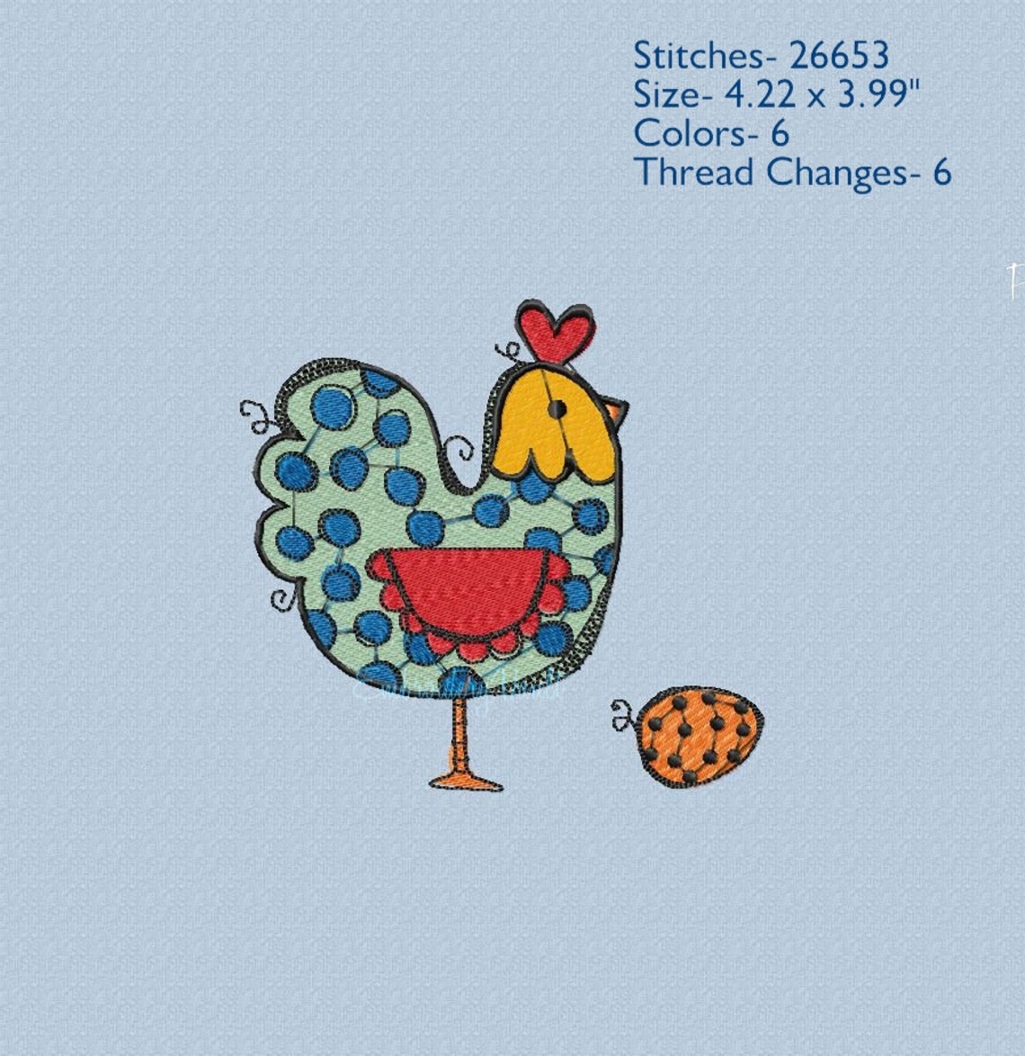 Hen 2 Embroidery Design, Multiple Formats - Etsy