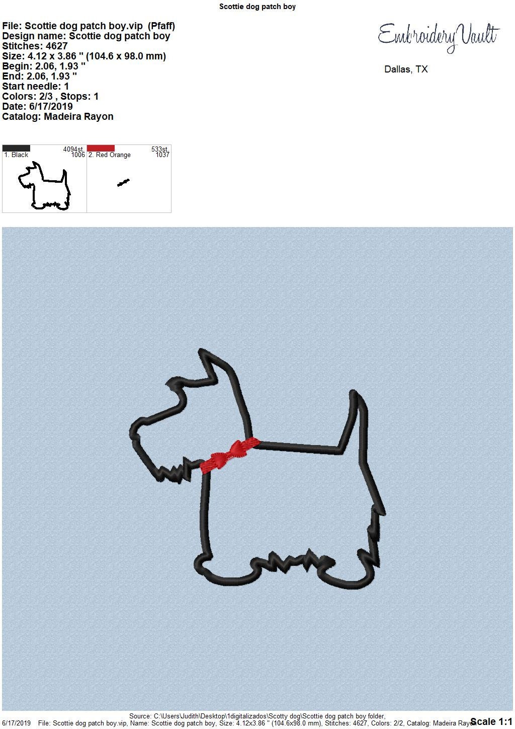 Scottie Dog Boy Patch Embroidery Design, Multiple Formats - Etsy
