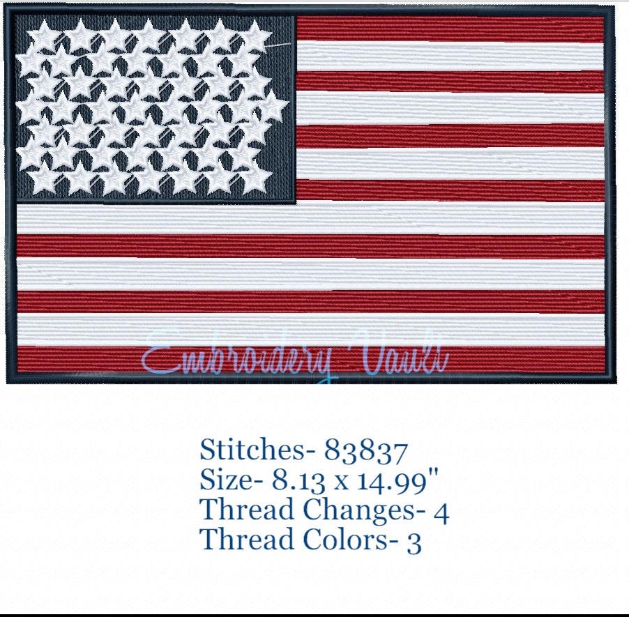 USA Flag Embroidery Design, Multiple Formats - Etsy